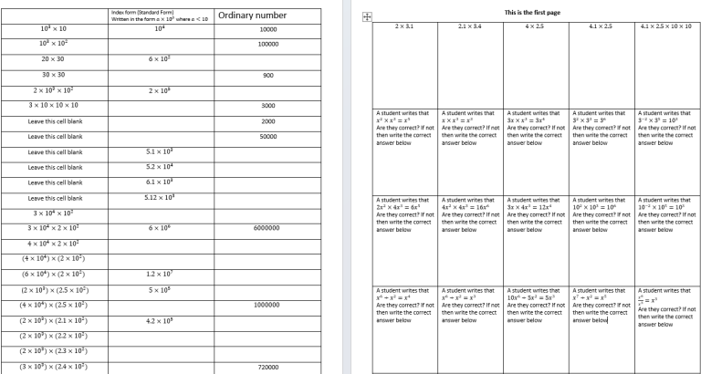 Completion Tables – Chelekmaths